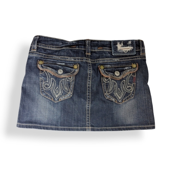 MEK | Skirts | Y2k Western Embroidered Low Rise Denim Mico Mini Skirt ...